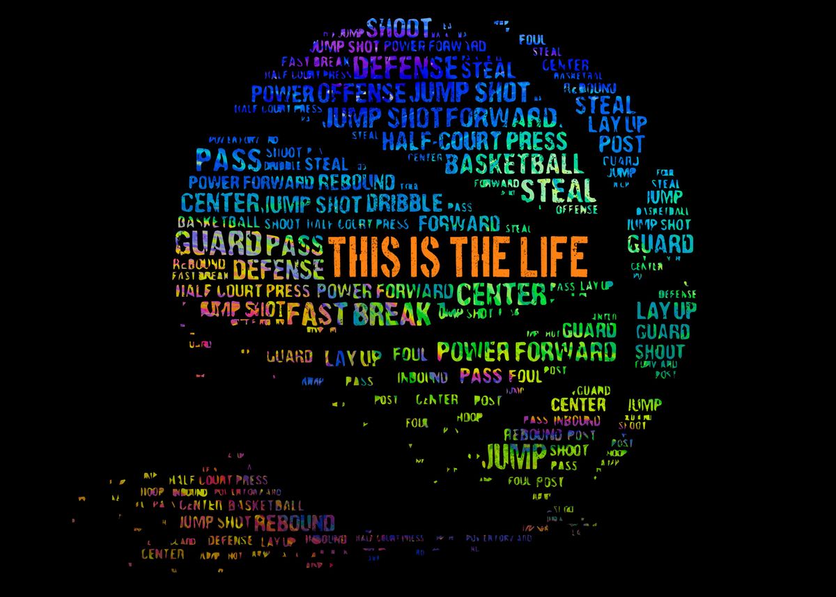 'Basketball Text art' Poster by Chris Feil | Displate