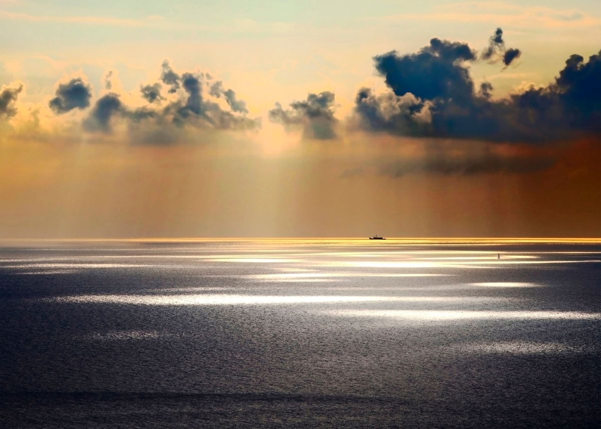 'sun lights spot on sea ' Poster, picture, metal print, paint by ...