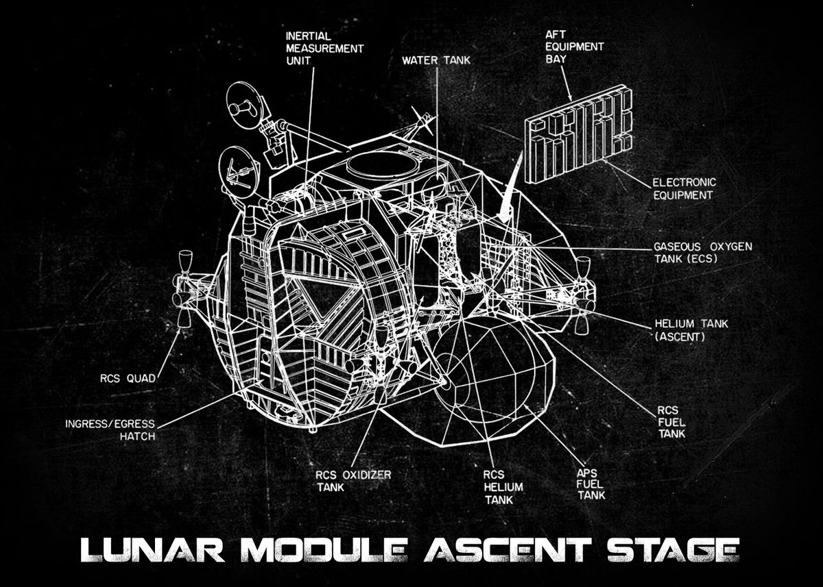 'LUNAR MODULE ASCENT STAGE' Poster, picture, metal print, paint by JAT ...
