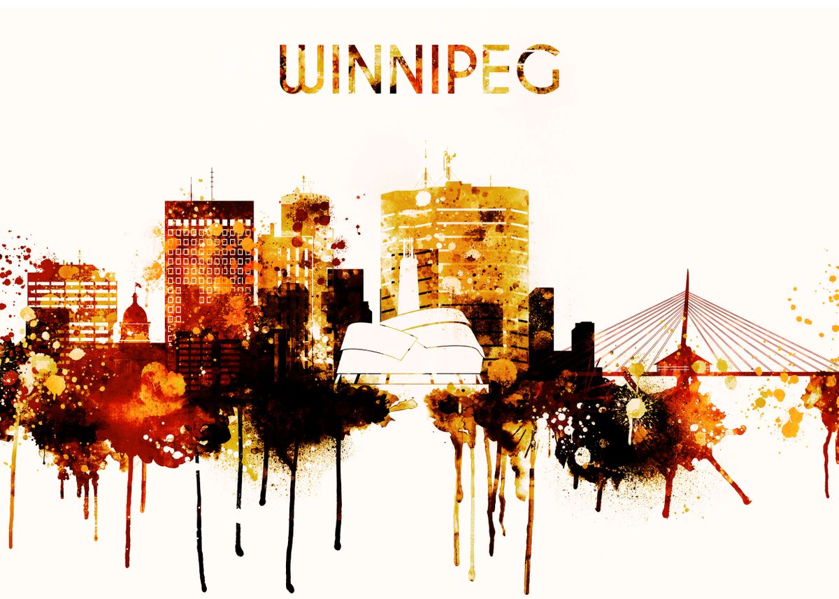'Winnipeg Canada Skyline' Poster, picture, metal print, paint by Dim ...