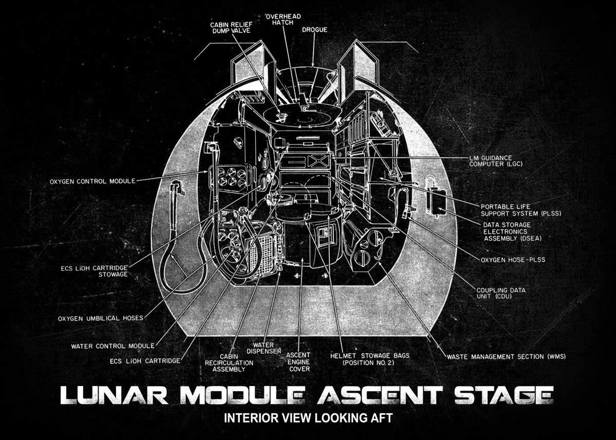 'LUNAR MODULE ASCENT STAGE' Poster, picture, metal print, paint by JAT ...