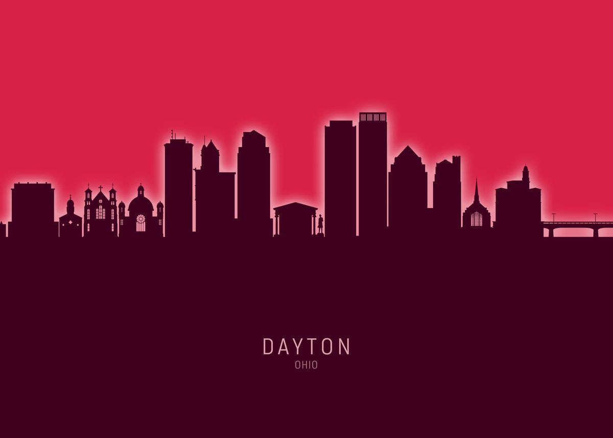 'Dayton Skyline Ohio' Poster, picture, metal print, paint by Michael ...
