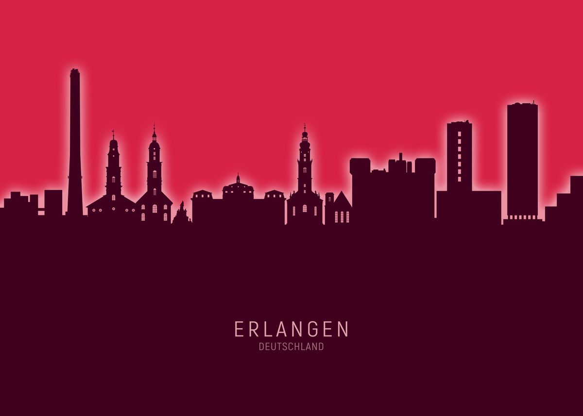 'Erlangen Skyline' Poster by Michael Tompsett | Displate