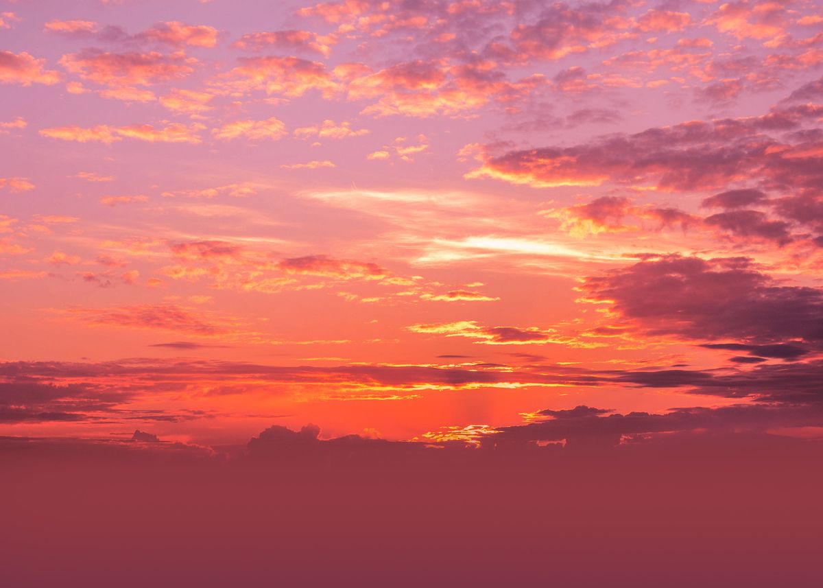 'Beautiful red cloud sky' Poster, picture, metal print, paint by MzumO ...