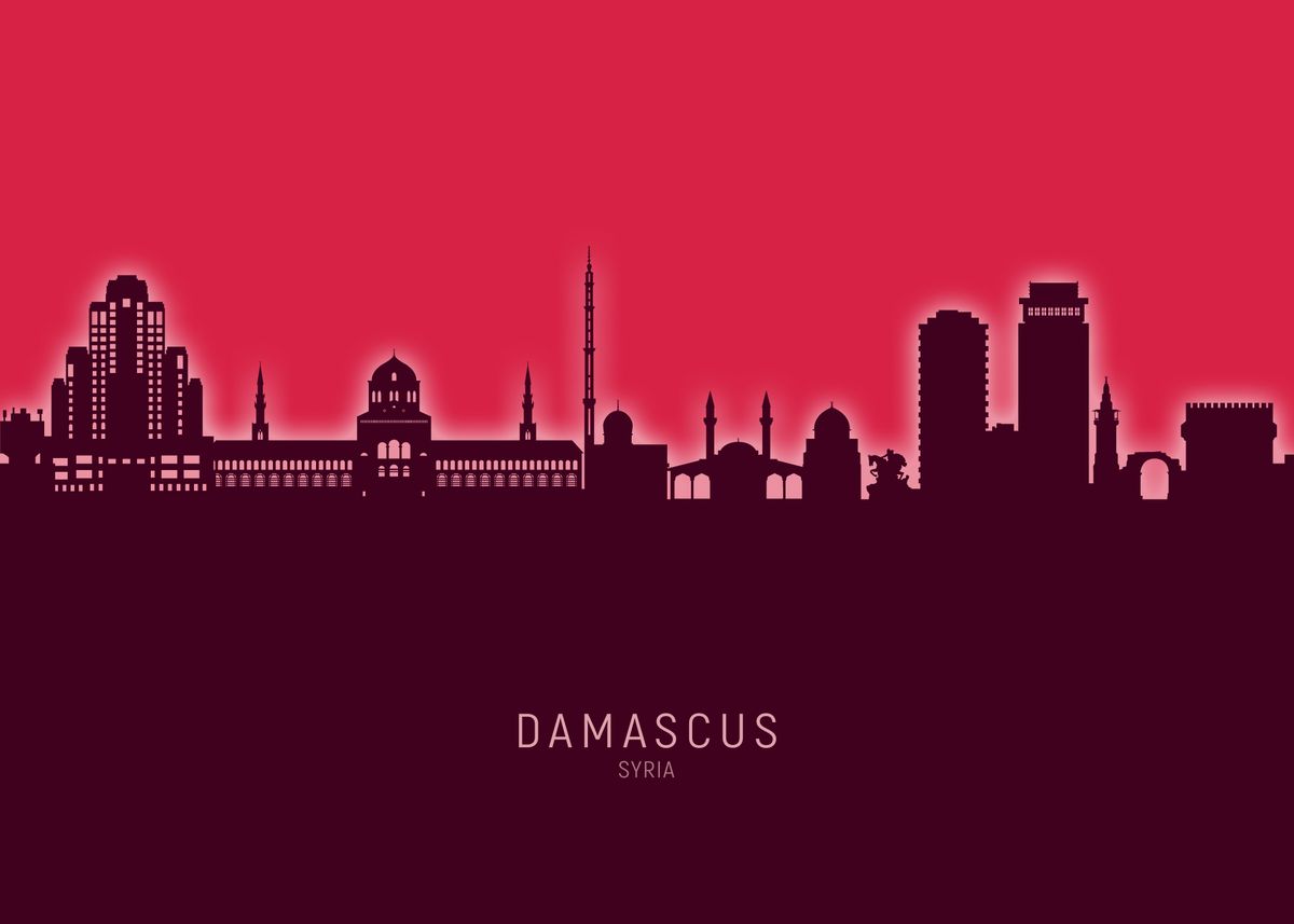 'Damascus Skyline Syria' Poster, picture, metal print, paint by Michael ...