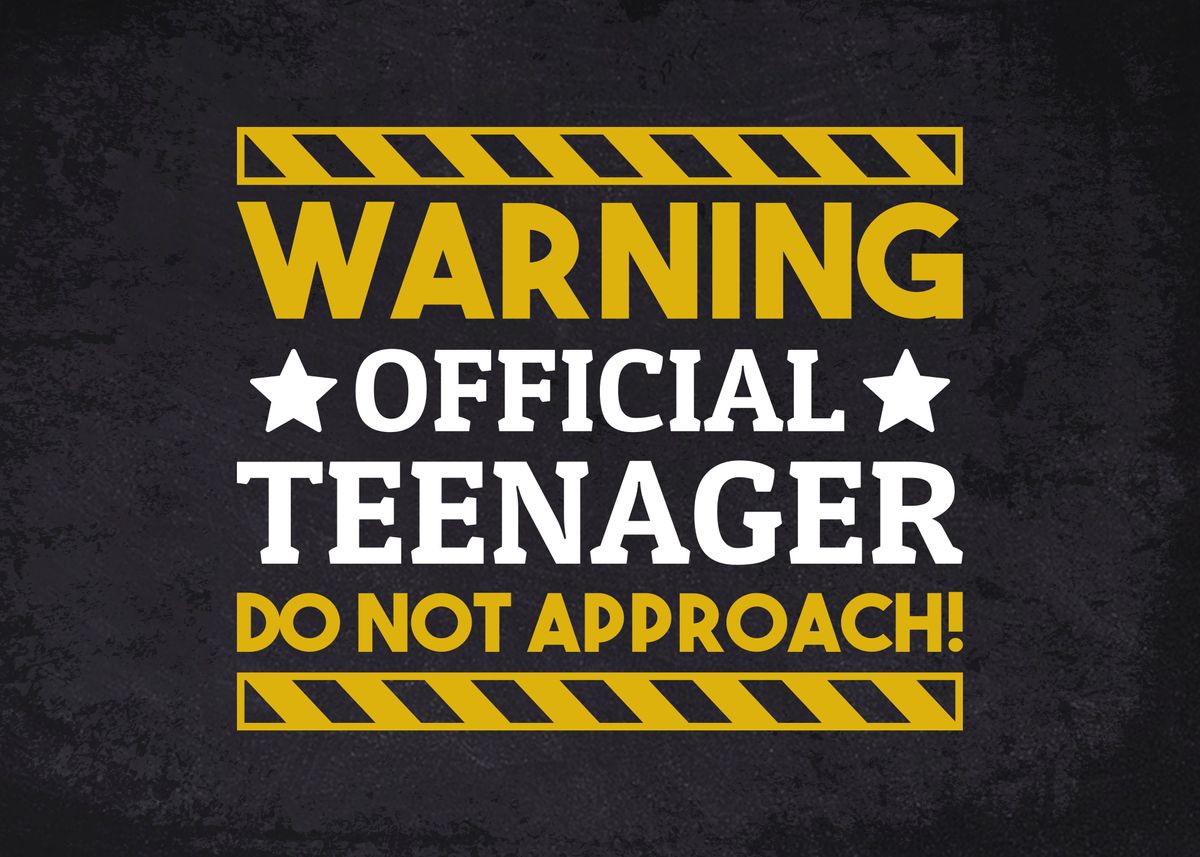 'Warning Teenager Sign' Poster, picture, metal print, paint by Steven ...
