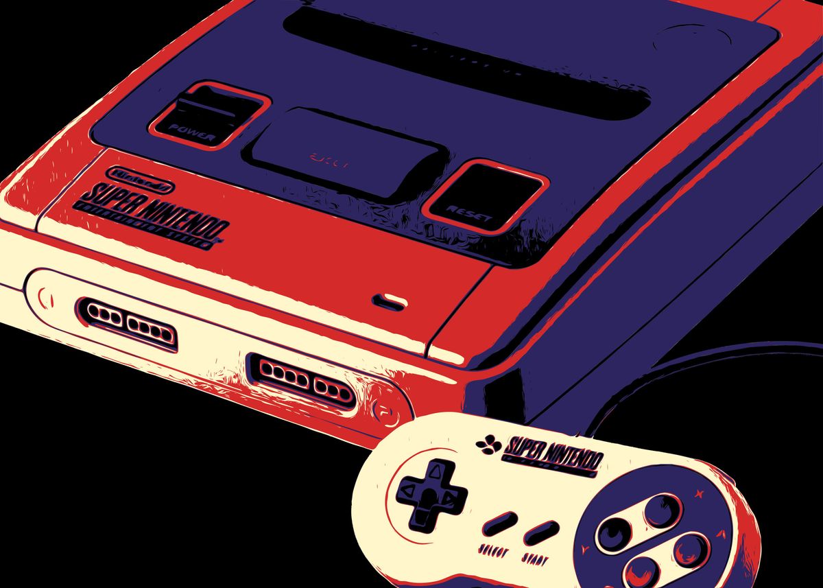 'Nintendo SNES' Poster, picture, metal print, paint by Nikita Wolf ...