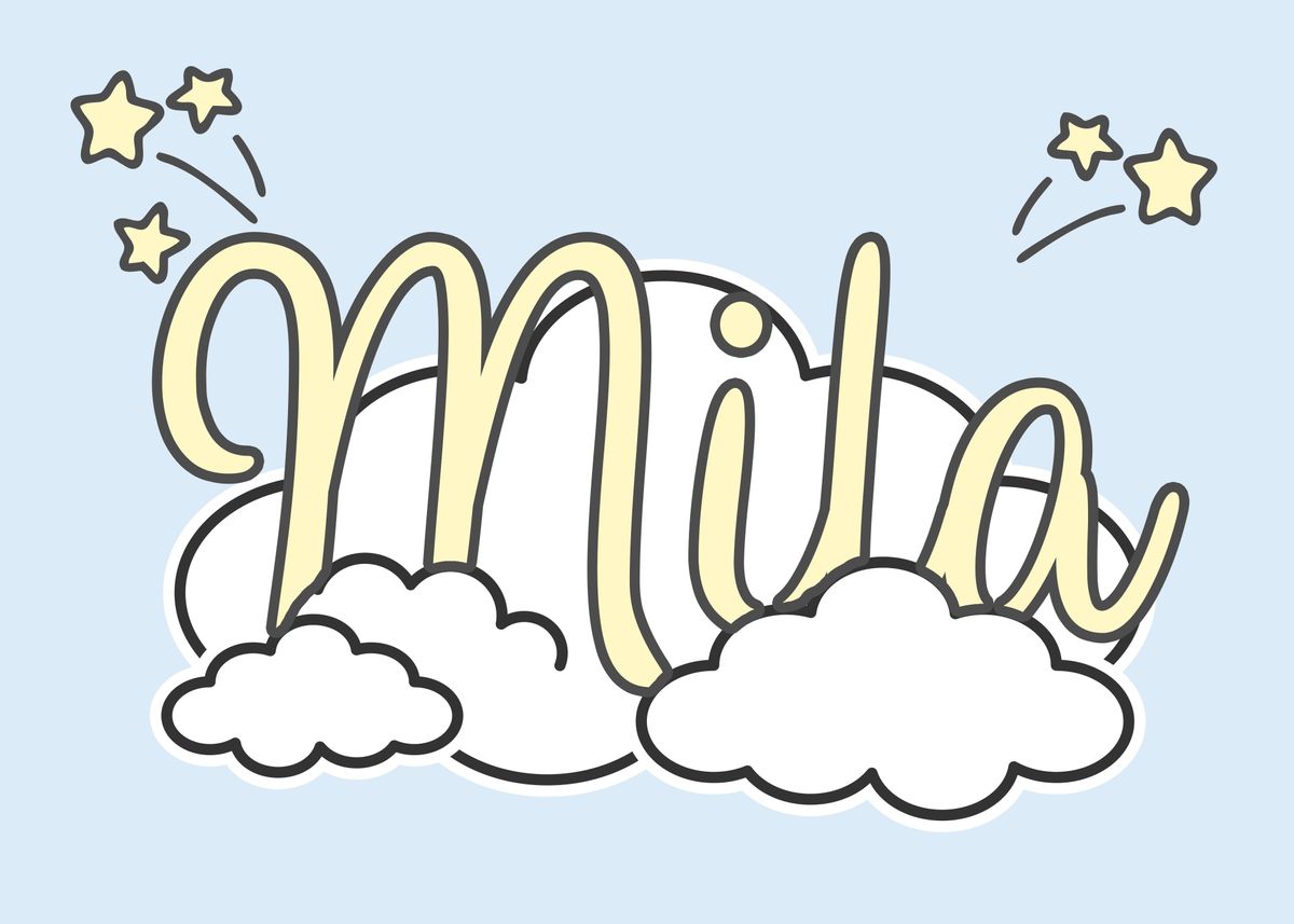 'Mila Baby Name Gift Sign' Poster, picture, metal print, paint by Held ...