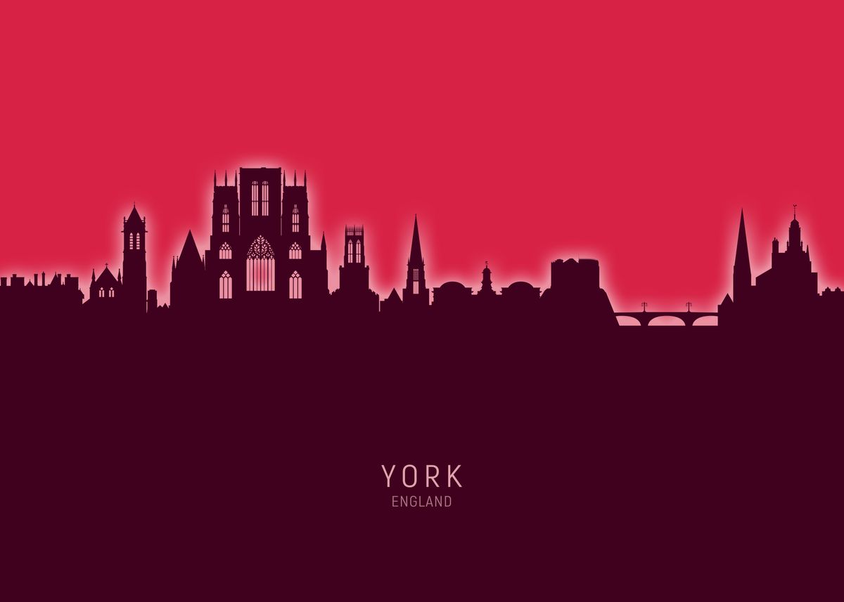 'York Skyline England' Poster, picture, metal print, paint by Michael ...