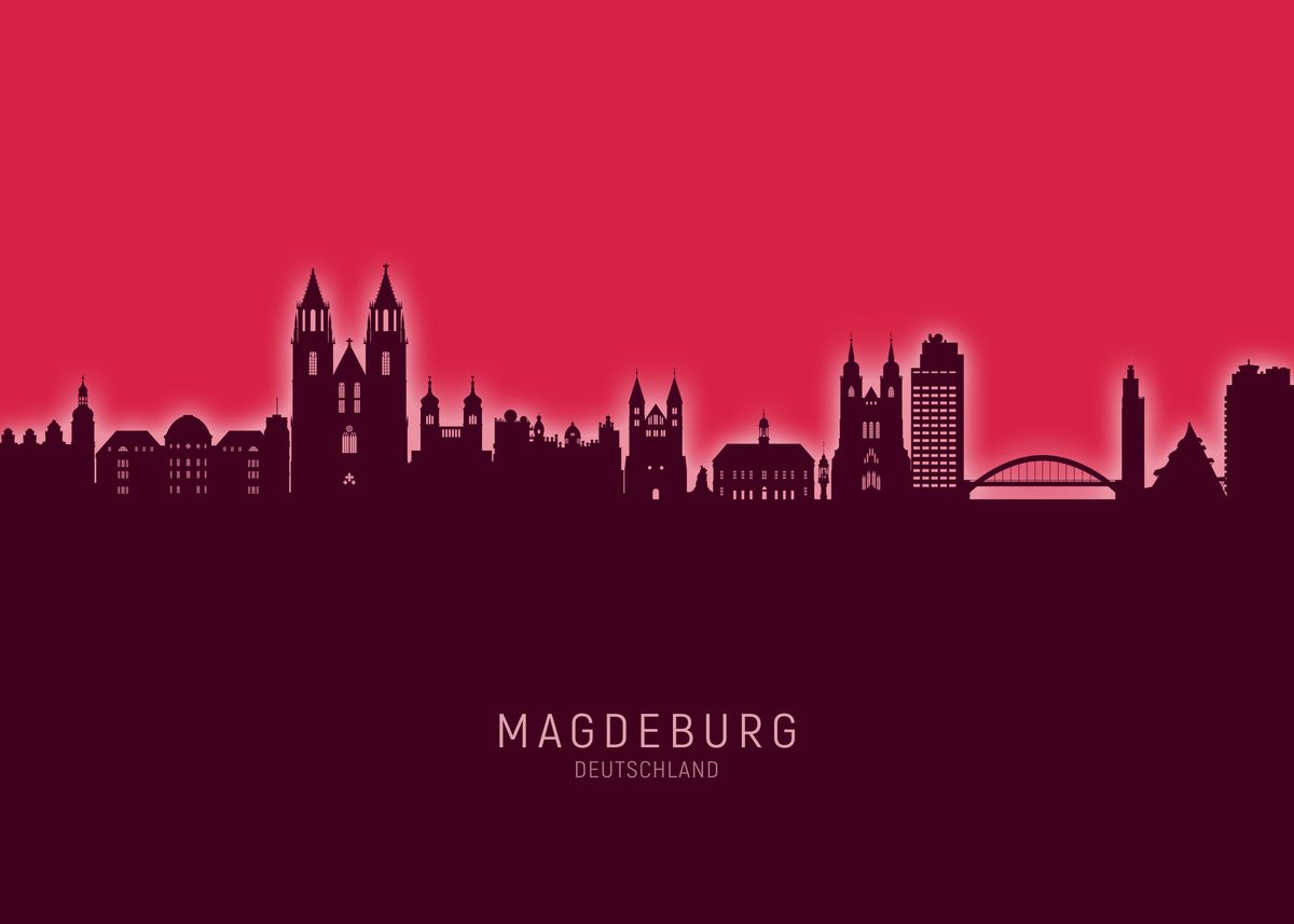 'Magdeburg Skyline' Poster by Michael Tompsett | Displate