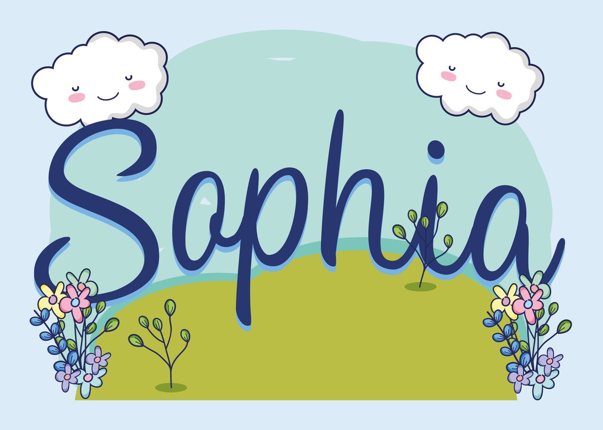 'SOPHIA Baby Name Sign Gift' Poster, picture, metal print, paint by ...