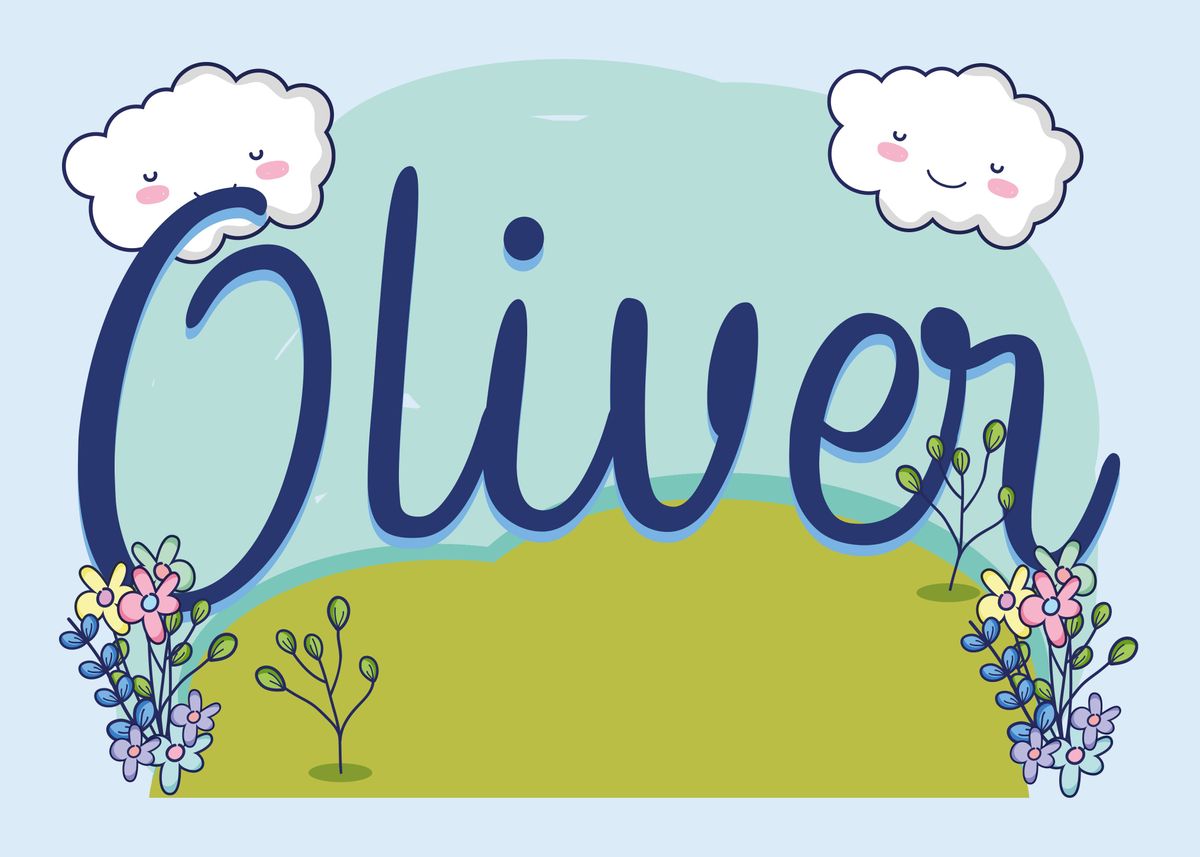'OLIVER Baby Name Sign Gift' Poster by Ingo Helmet | Displate