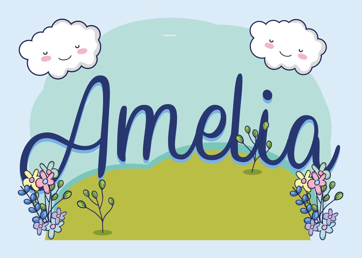 'AMELIA Baby Name Sign Gift' Poster by Ingo Helmdach | Displate
