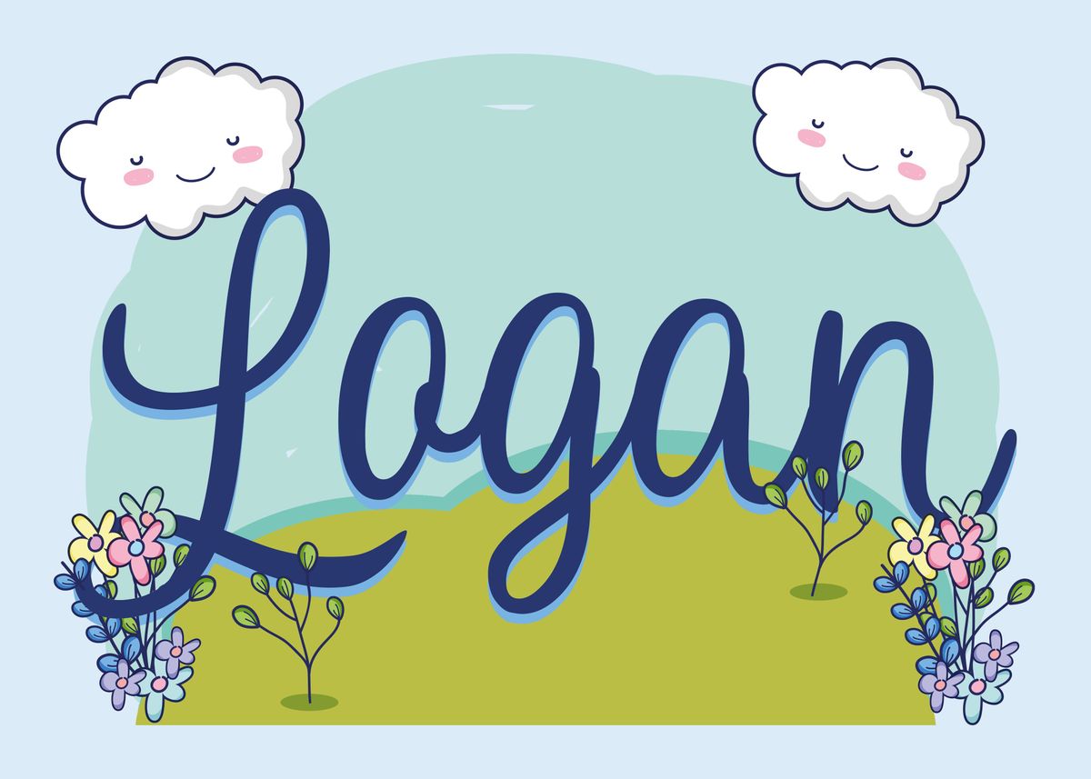 'LOGAN Baby Name Sign Gift' Poster, picture, metal print, paint by Ingo ...