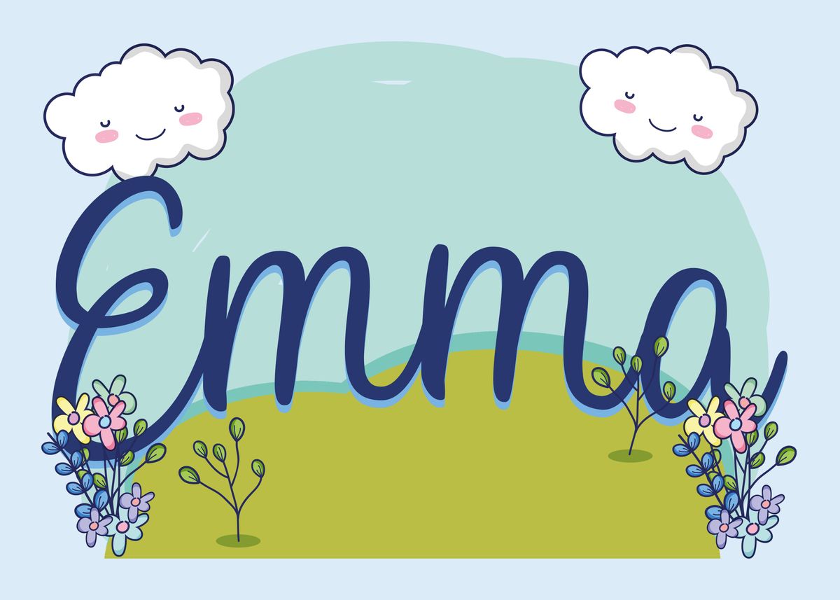 'EMMA Baby Name Sign Gift' Poster, picture, metal print, paint by Ingo ...