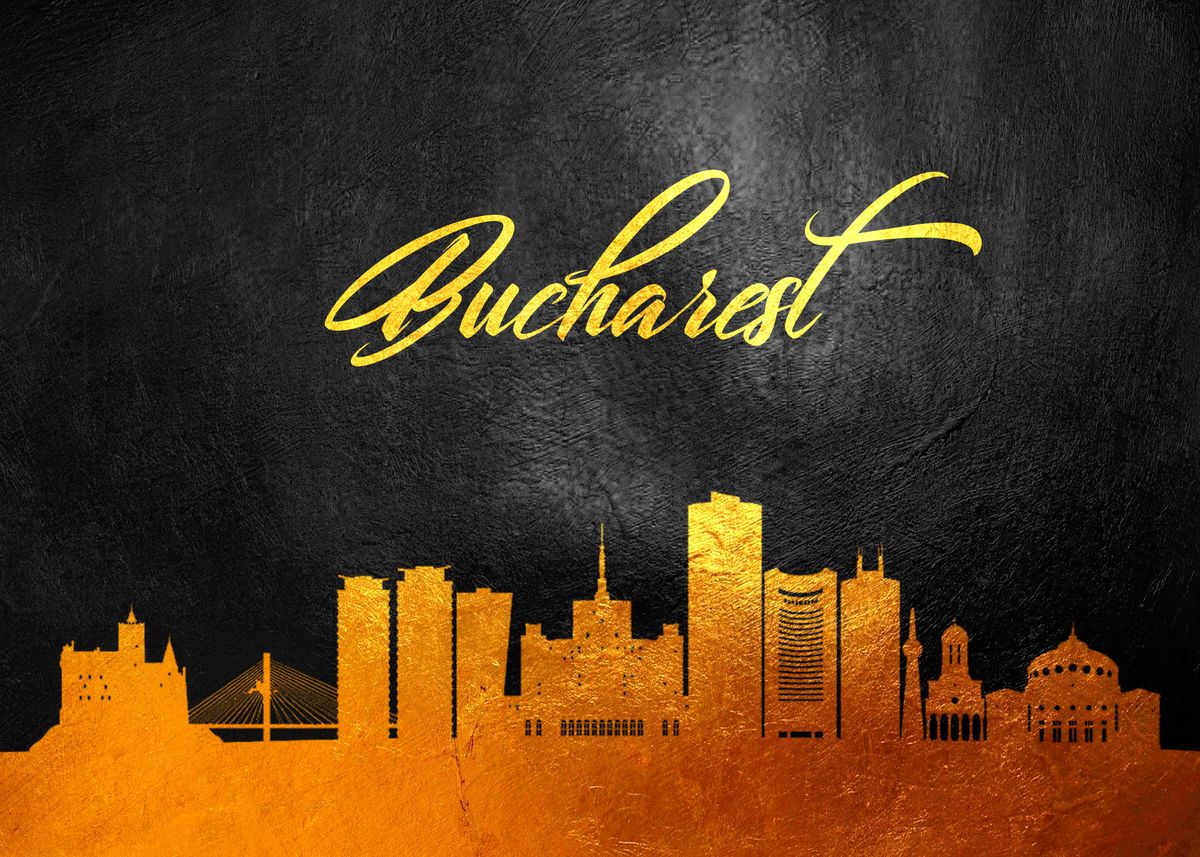 'Bucharest Romania Skyline' Poster, picture, metal print, paint by ...