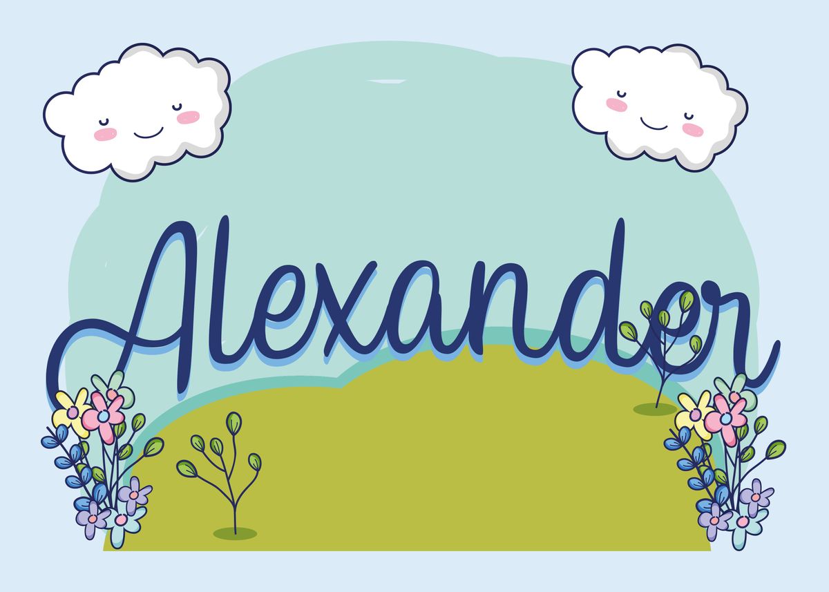 'ALEXANDER Baby Name Sign' Poster by Ingo Helmet | Displate