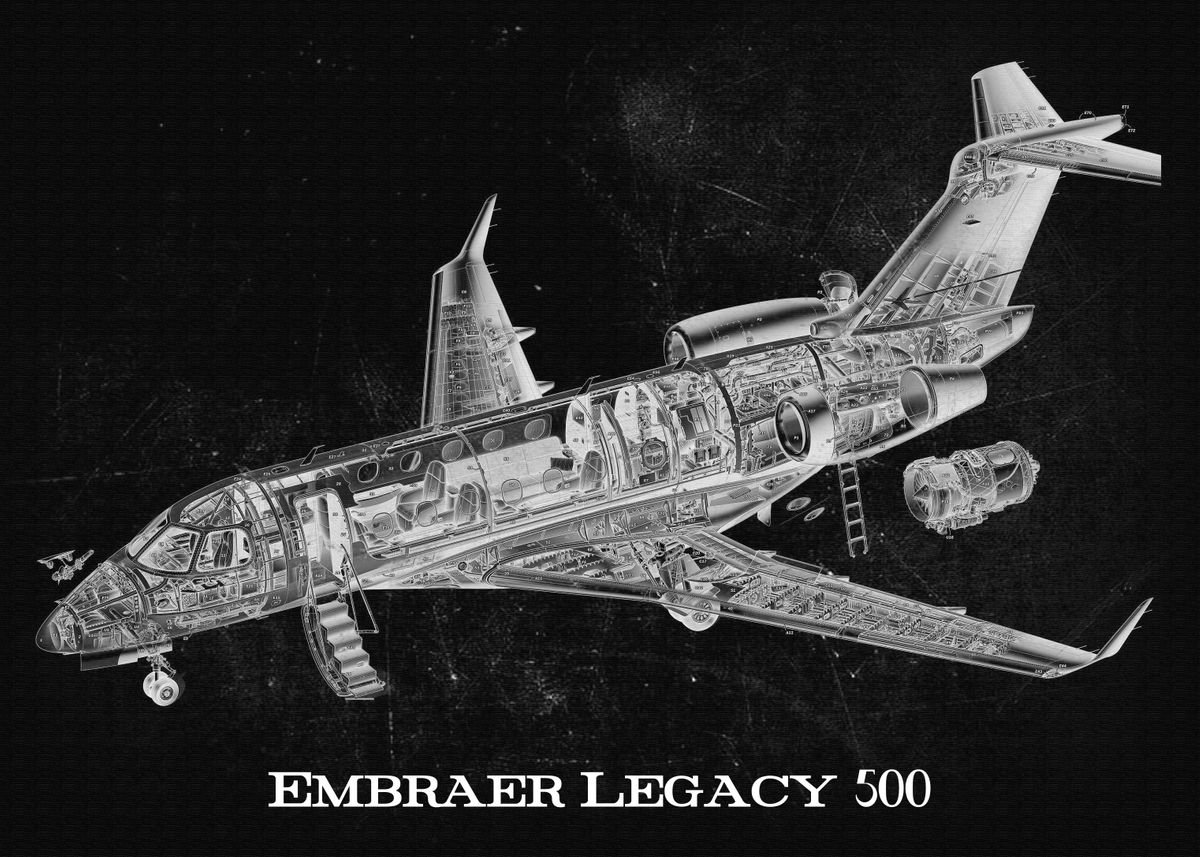 'Embraer Legacy 500' Poster, picture, metal print, paint by JAT DESIGNS ...