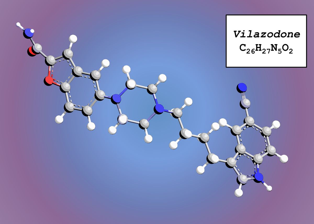 'Vilazodone' Poster, picture, metal print, paint by ChemECool | Displate