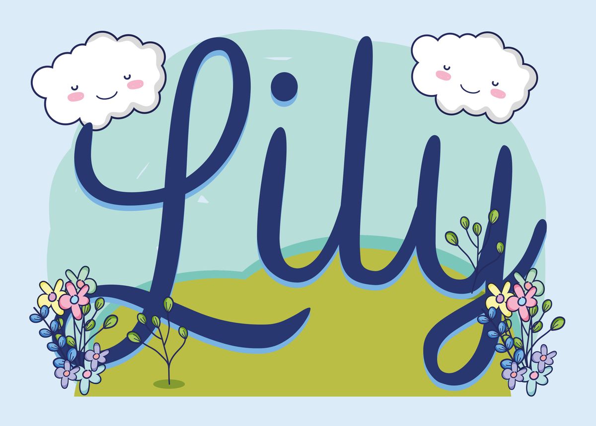 'LILY Baby Name Sign Gift' Poster, picture, metal print, paint by Held ...