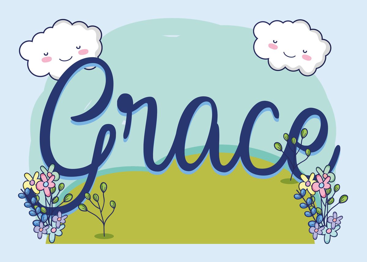 'GRACE Baby Name Sign Gift' Poster, picture, metal print, paint by Held ...