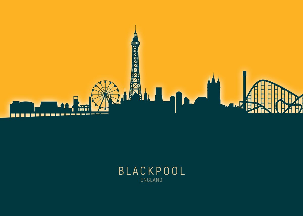 'Blackpool Skyline England' Poster, picture, metal print, paint by ...