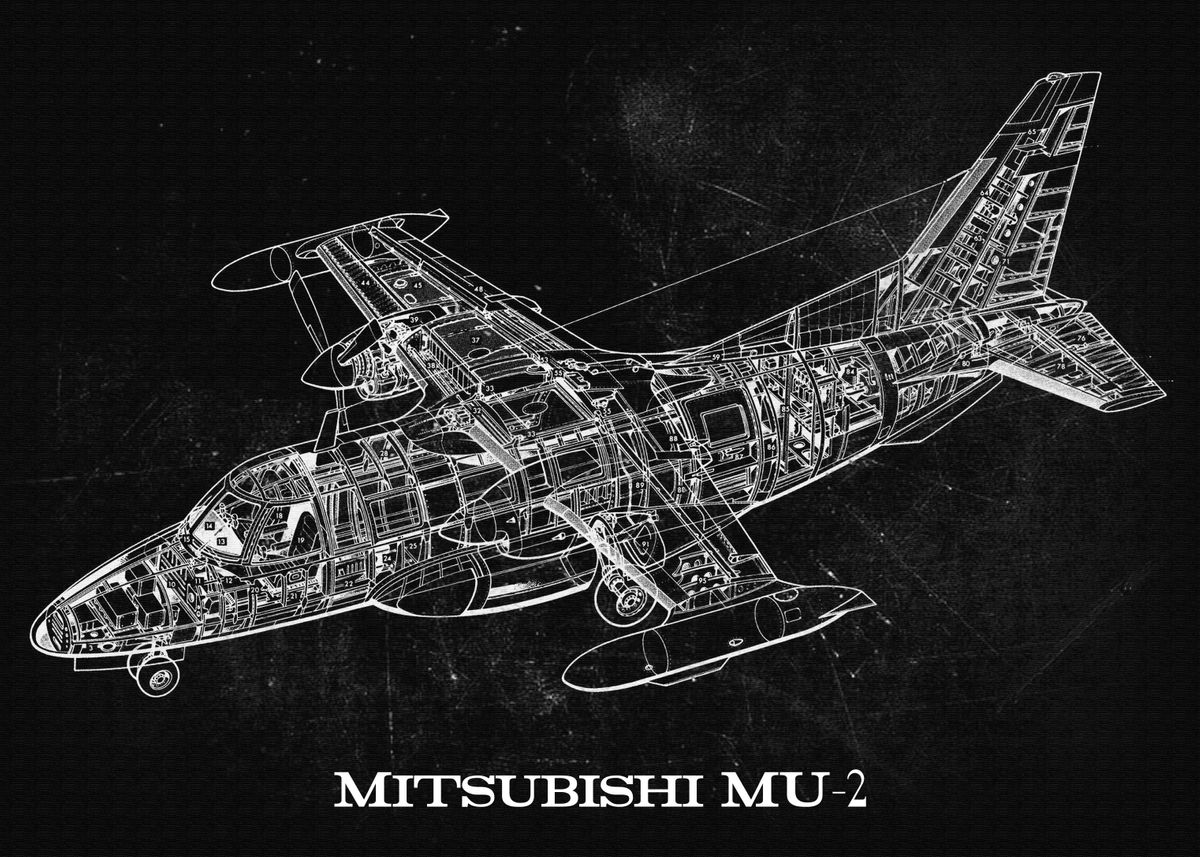 'Mitsubishi MU2' Poster, picture, metal print, paint by JAT DESIGNS ...