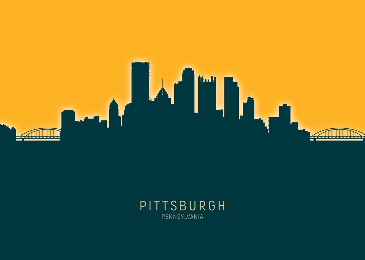 'Pittsburgh Skyline' Poster by Michael Tompsett | Displate