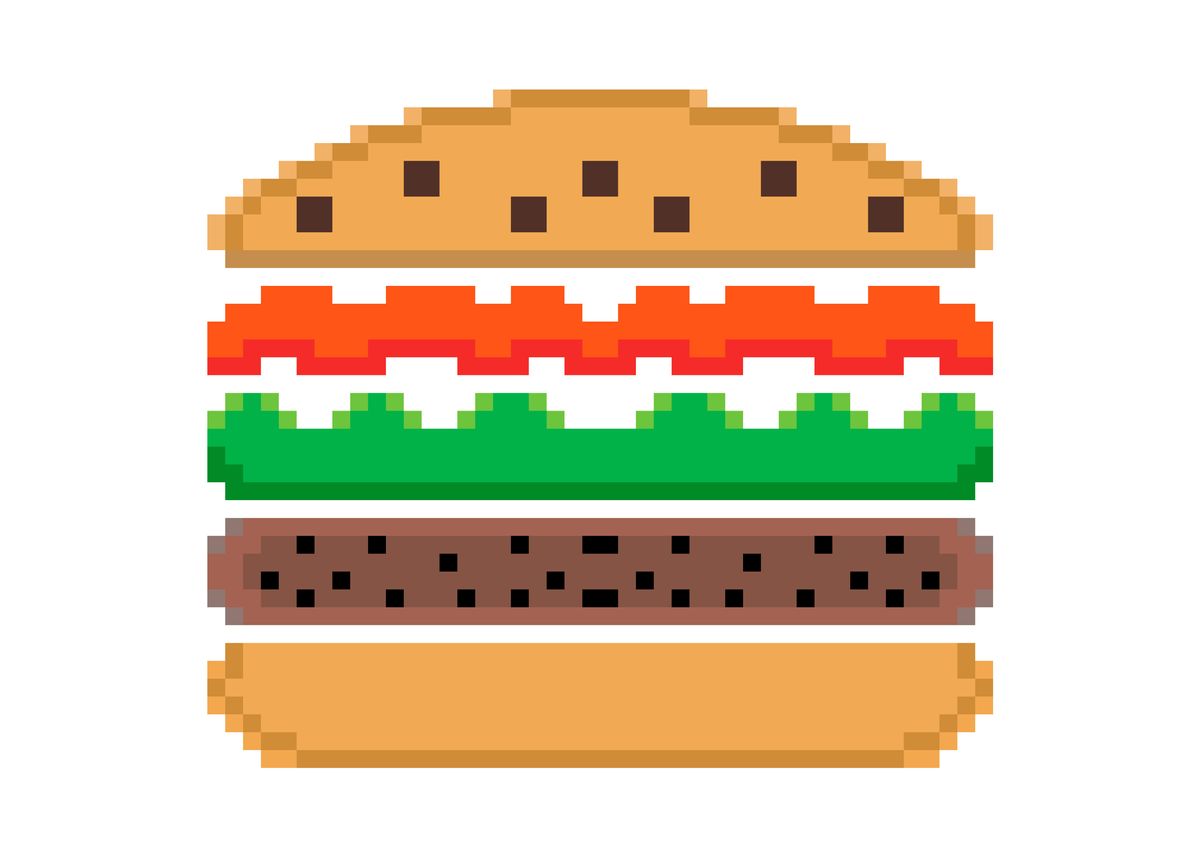'Pixel art hamburger parts' Poster by Gianfranco Grenar | Displate