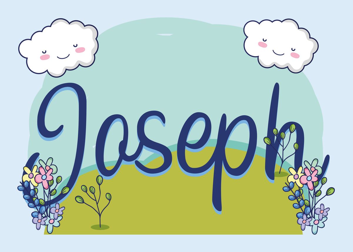 'JOSEPH Baby Name Sign Gift' Poster, picture, metal print, paint by ...