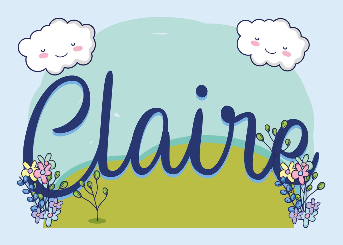 'CLAIRE Baby Name Sign Gift' Poster, picture, metal print, paint by ...