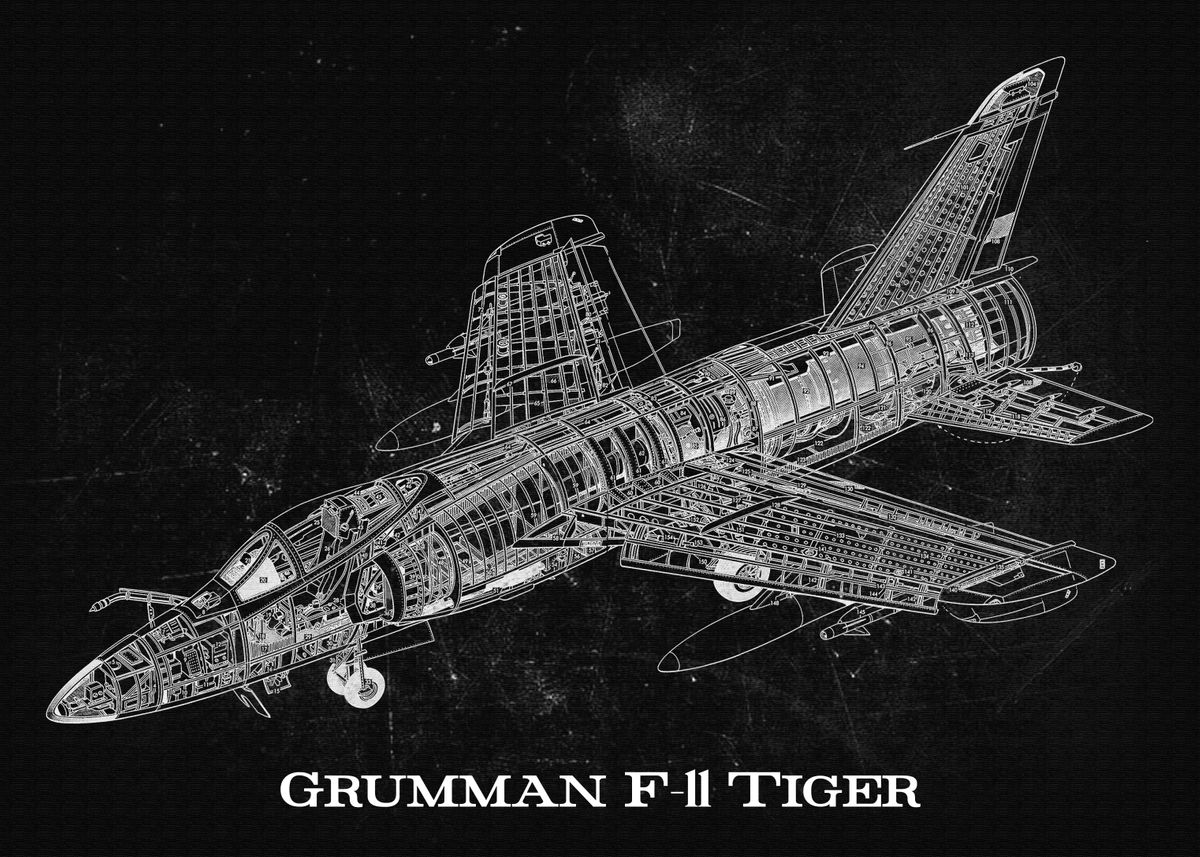 'Grumman F11 Tiger' Poster, picture, metal print, paint by JAT DESIGNS | Displate