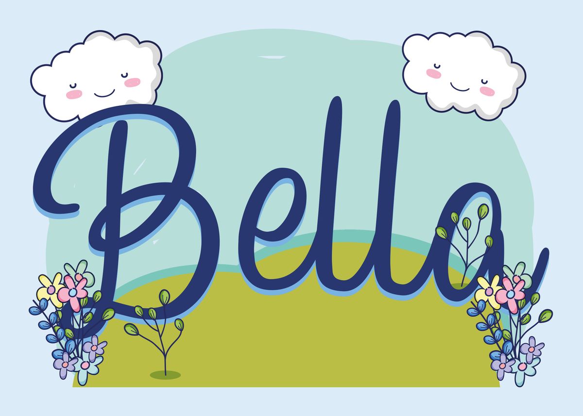 'BELLA Baby Name Sign Gift' Poster, picture, metal print, paint by Held ...