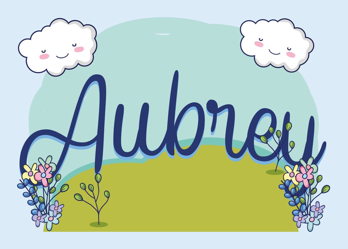 'AUBREY Baby Name Sign Gift' Poster by Ingo Helmdach | Displate