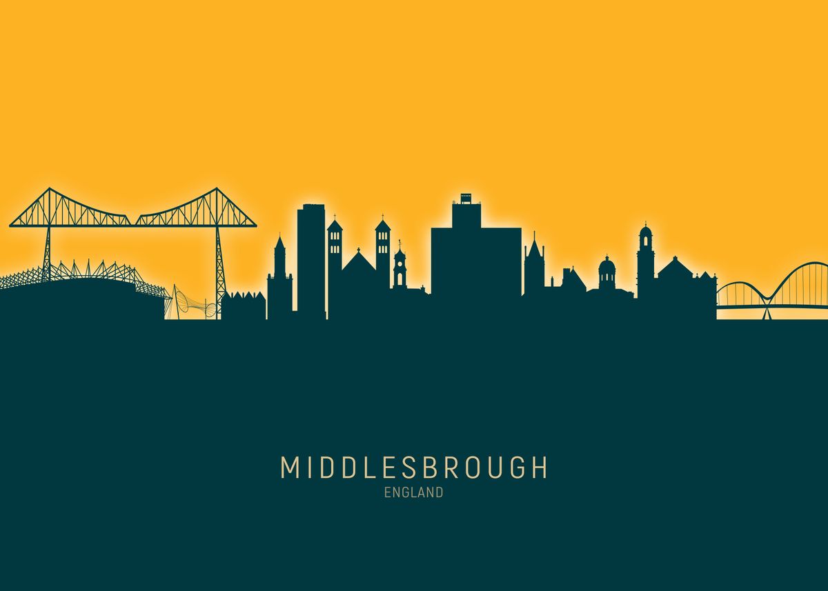 'Middlesbrough Skyline' Poster by Michael Tompsett | Displate