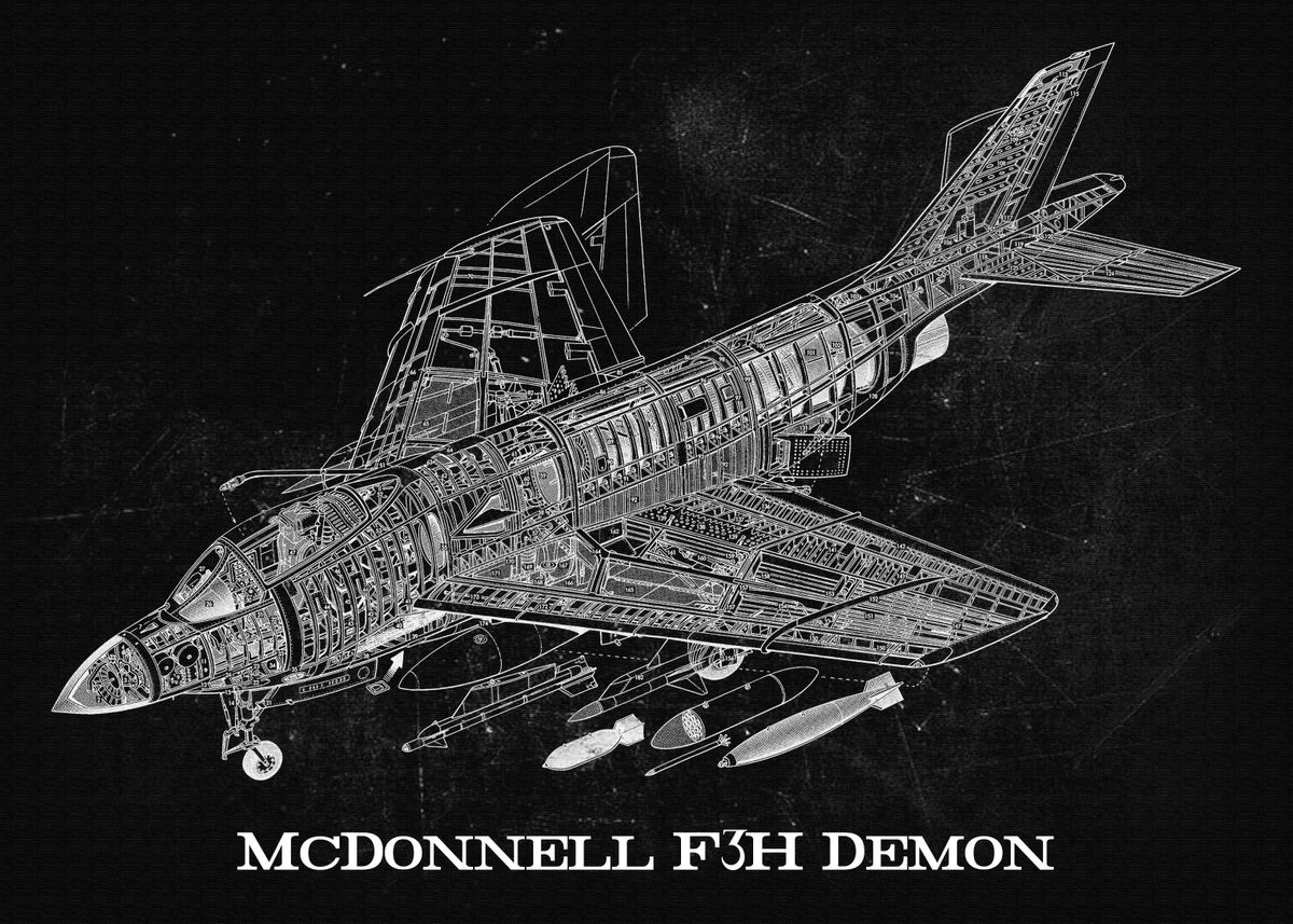 'McDonnell F3H Demon' Poster, picture, metal print, paint by JAT ...