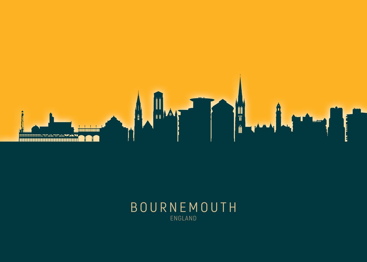 'Bournemouth Skyline' Poster, picture, metal print, paint by Michael ...