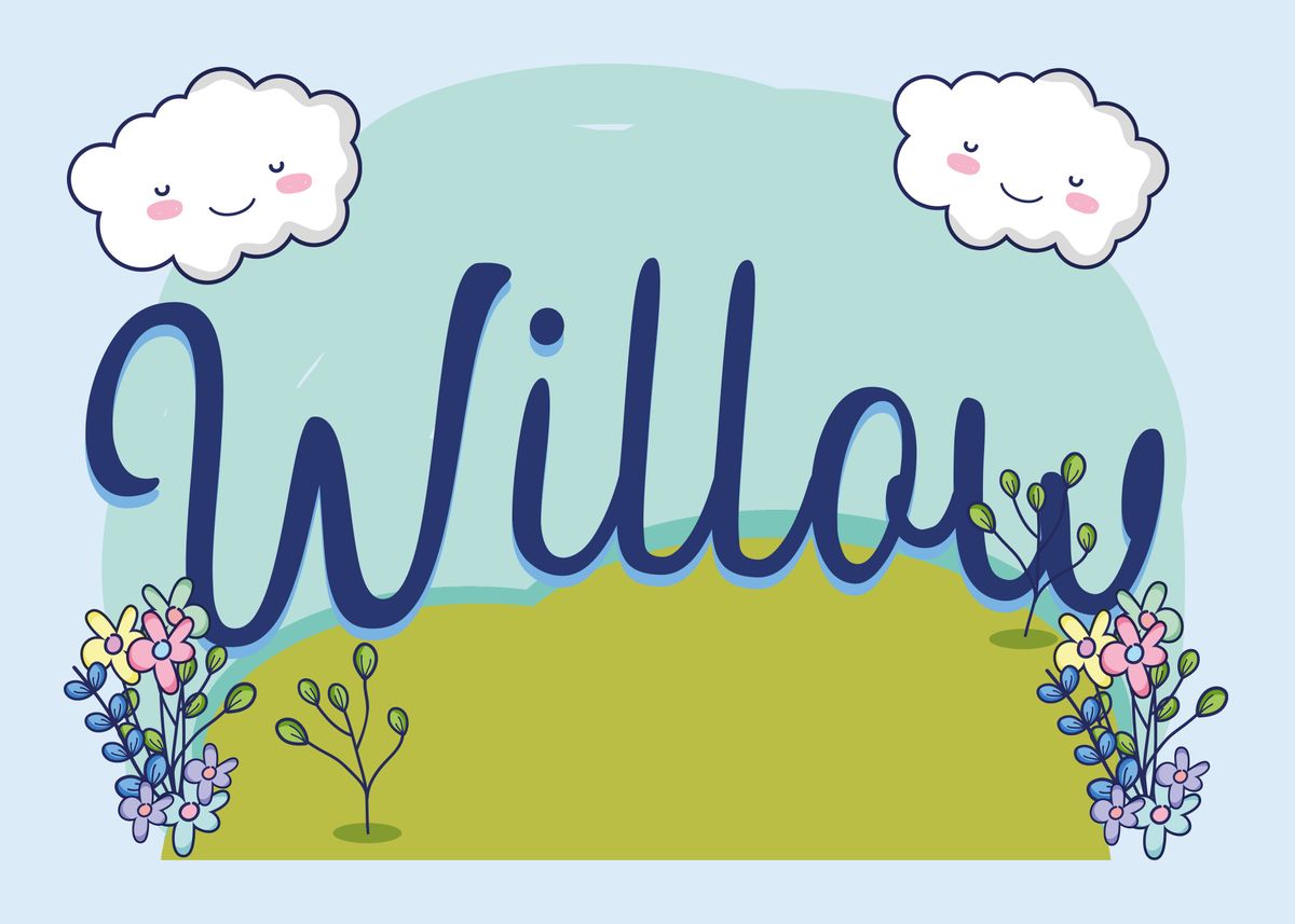 'WILLOW Baby Name Sign Gift' Poster, picture, metal print, paint by ...