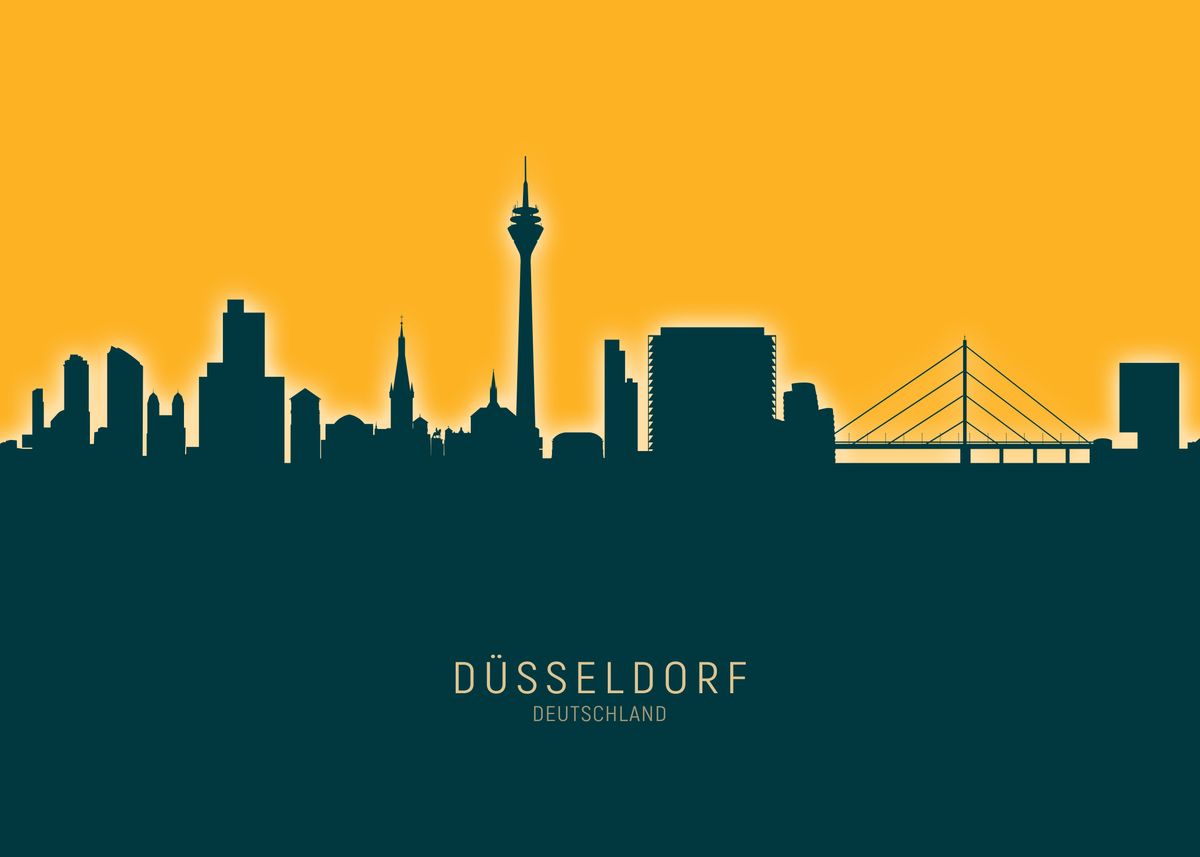 'Dusseldorf Skyline' Poster by Michael Tompsett | Displate