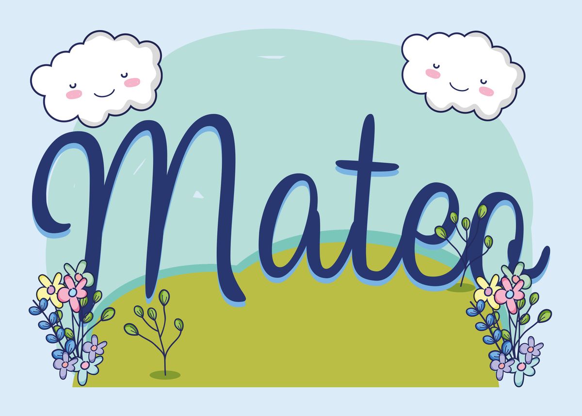 'MATEO Baby Name Sign Gift' Poster, picture, metal print, paint by Ingo ...