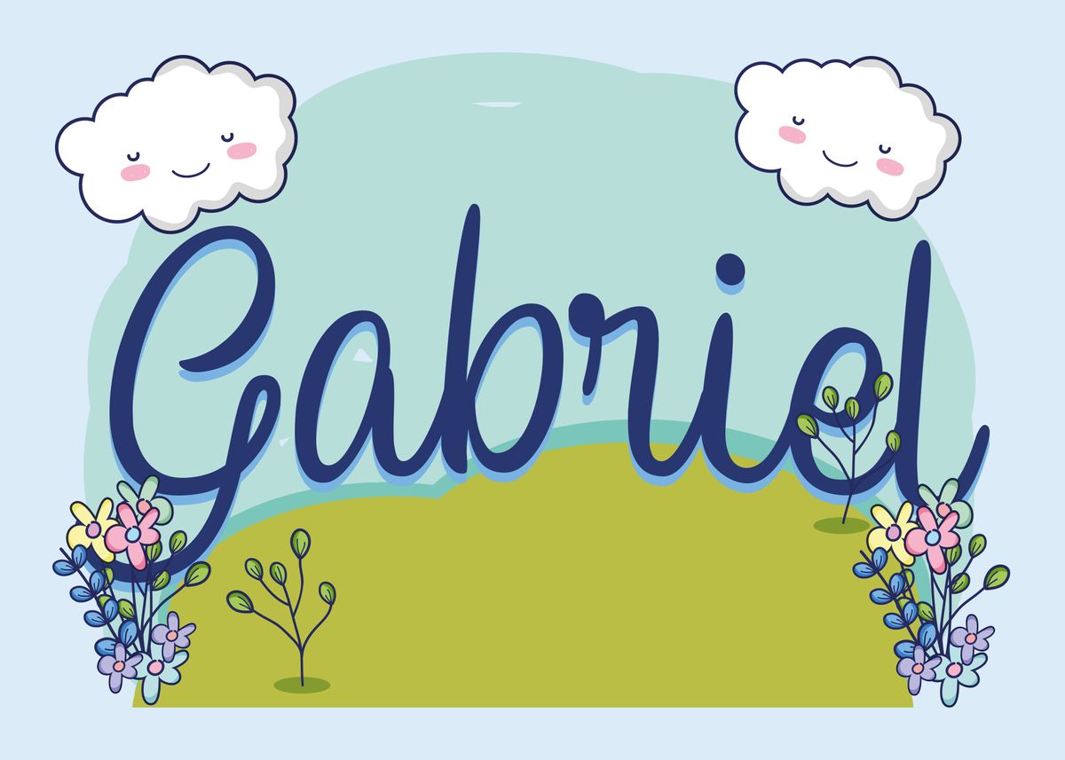 'GABRIEL Baby Name Sign' Poster by Ingo Helmet | Displate