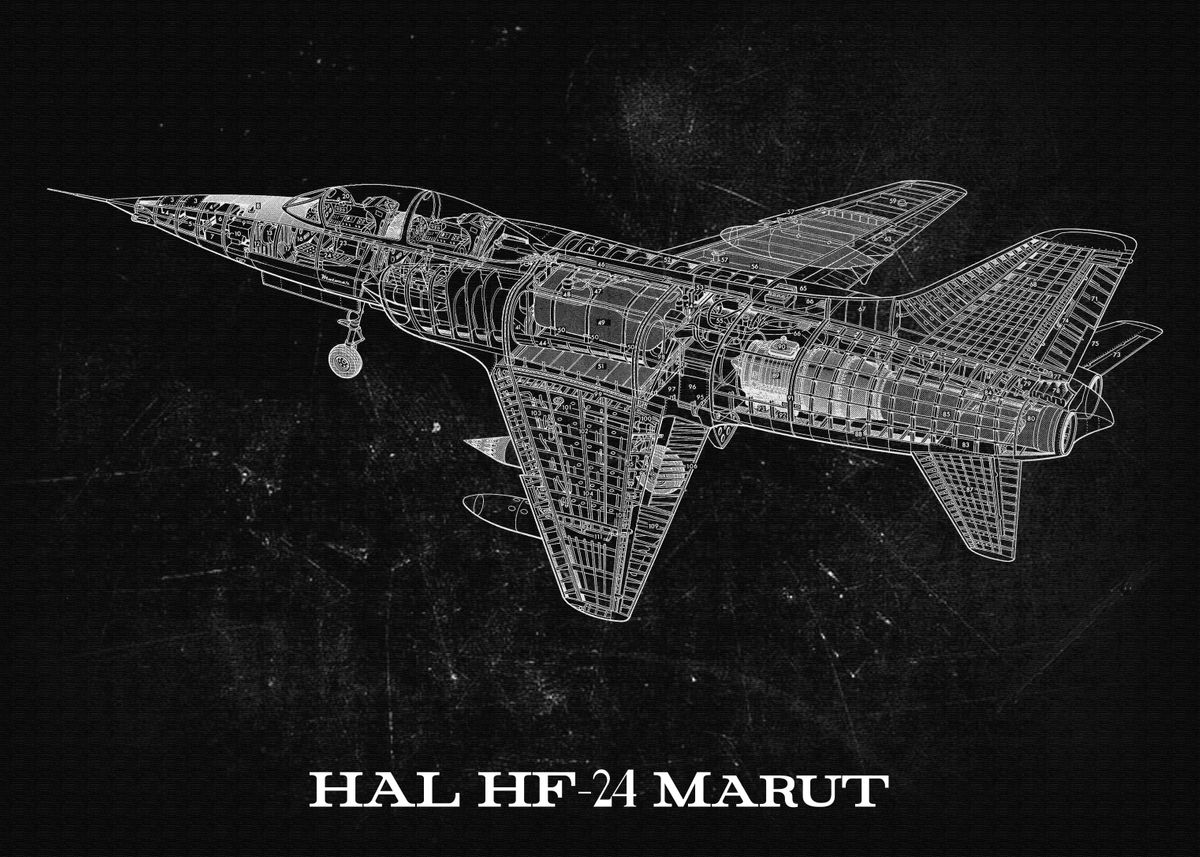 'HAL HF24 Marut' Poster, picture, metal print, paint by JAT DESIGNS ...