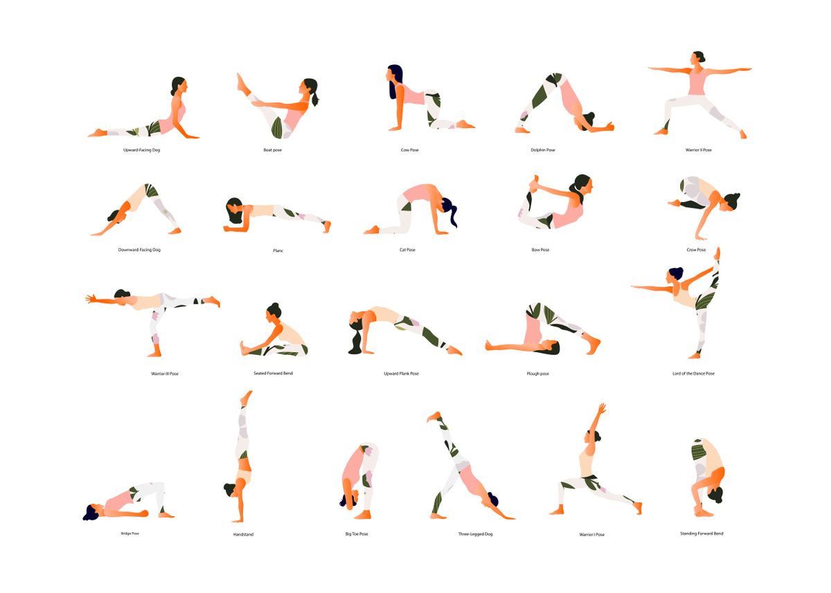 'Yoga poses' Poster, picture, metal print, paint by Queensy Collin ...