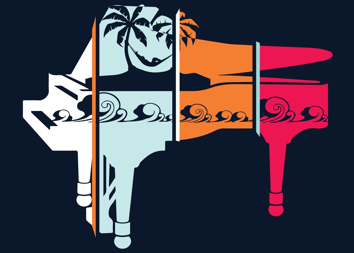 'Music Piano Vacation' Poster by Sabine Langer | Displate