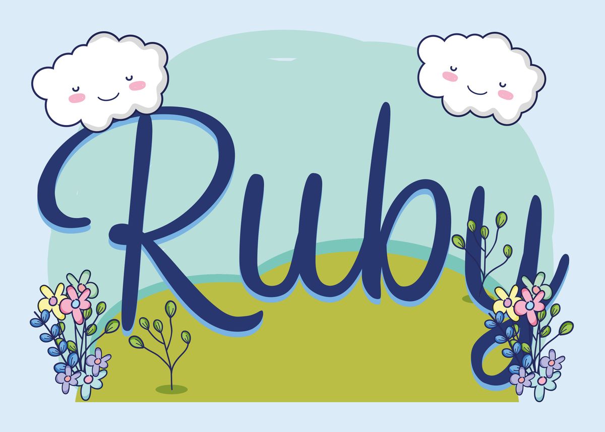 'RUBY Baby Name Sign Gift' Poster, picture, metal print, paint by Held ...