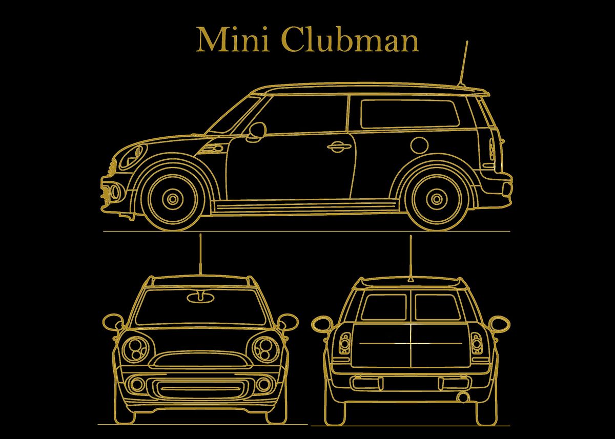 'Mini Clubman 2014 ' Poster, picture, metal print, paint by B & W Arts ...