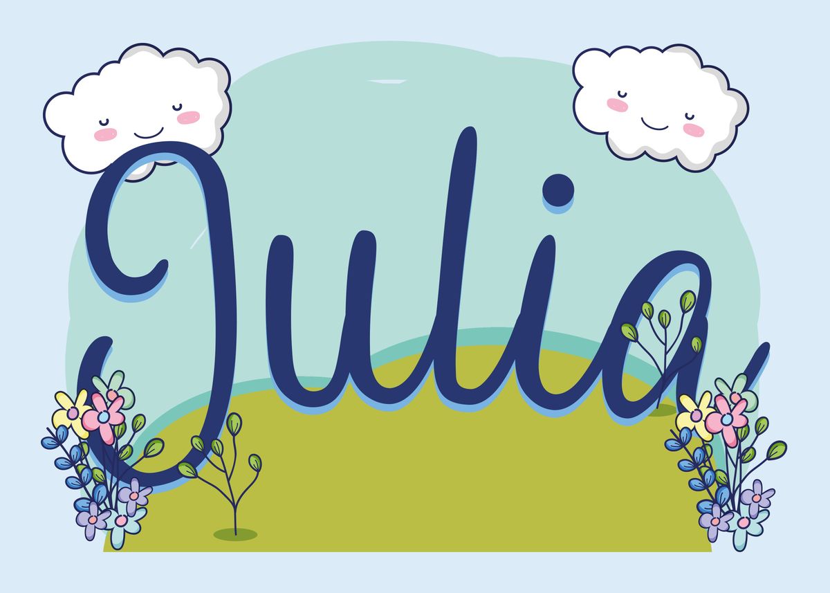 'JULIA Baby Name Sign Gift' Poster, picture, metal print, paint by Ingo ...