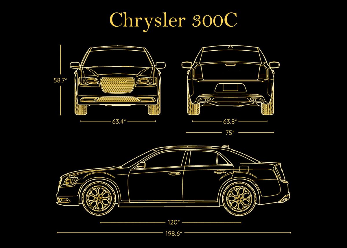 'Chrysler 300C 2017 ' Poster, picture, metal print, paint by B & W Arts ...