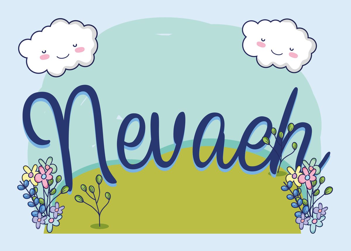 'NEVAEH Baby Name Sign Gift' Poster, picture, metal print, paint by ...
