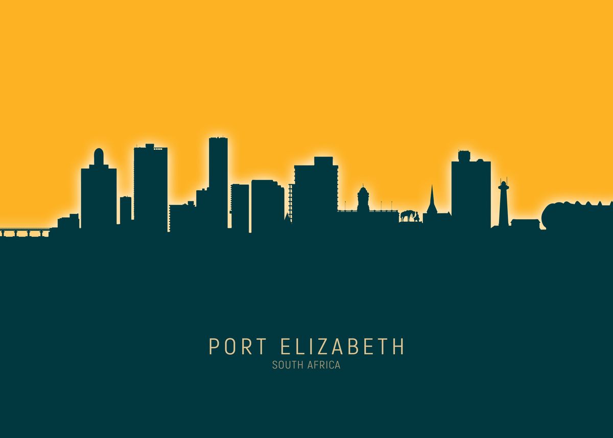 'Port Elizabeth Skyline' Poster, picture, metal print, paint by Michael ...